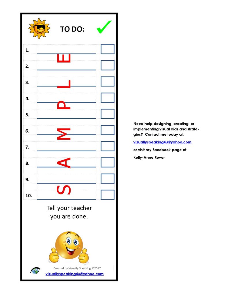 Task List - Behaviour Support - Visual Aid - vizuallyspeaking.com